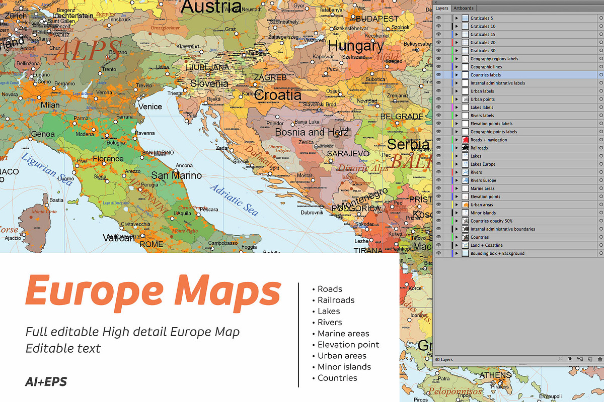Vector Europe Maps, an Illustration by korenkostudio