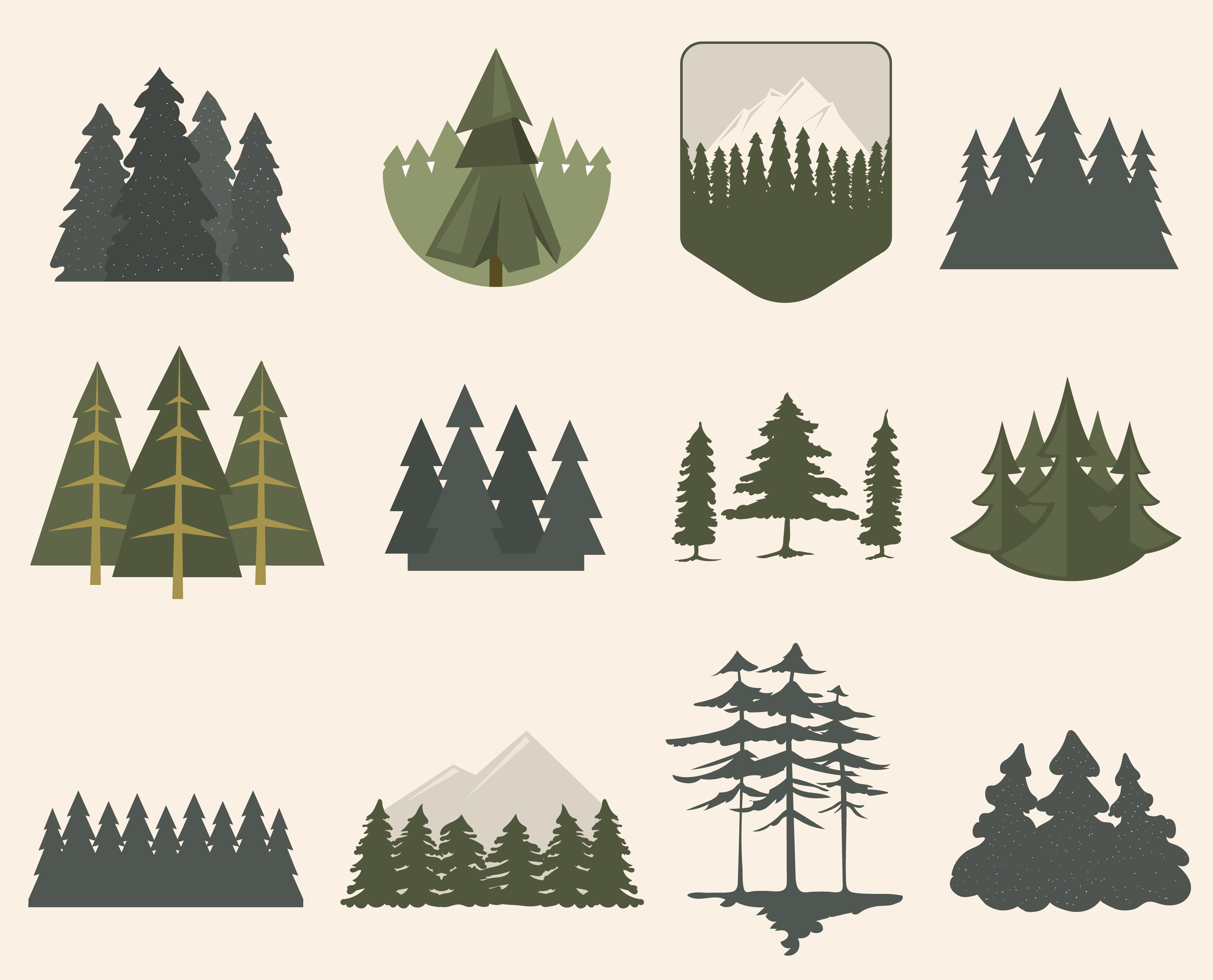 Vector fir trees set, an Object Illustration by RocketArt