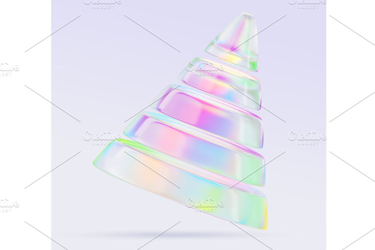 Glass holographic cut cone 3d icon, an Object 3D Model by ...