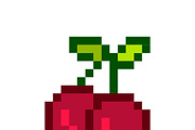 Cherries pixelated fruit, a Food Illustration by rawpixel