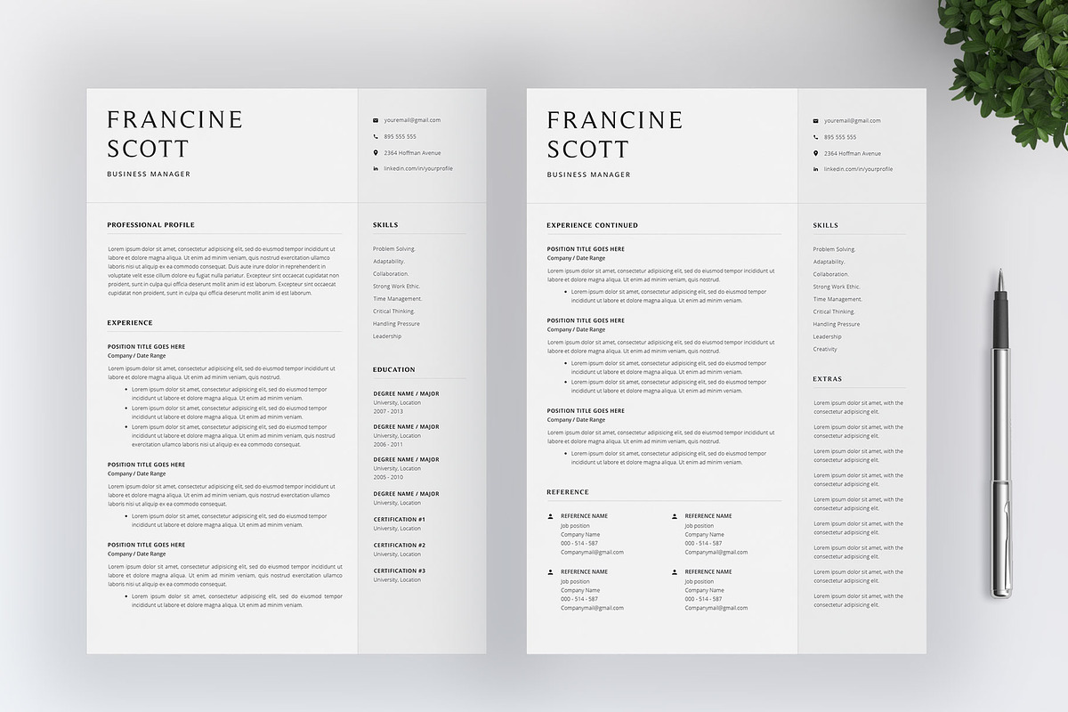 Resume Template / 4 Pages CV, a Resume Template by SalientResume