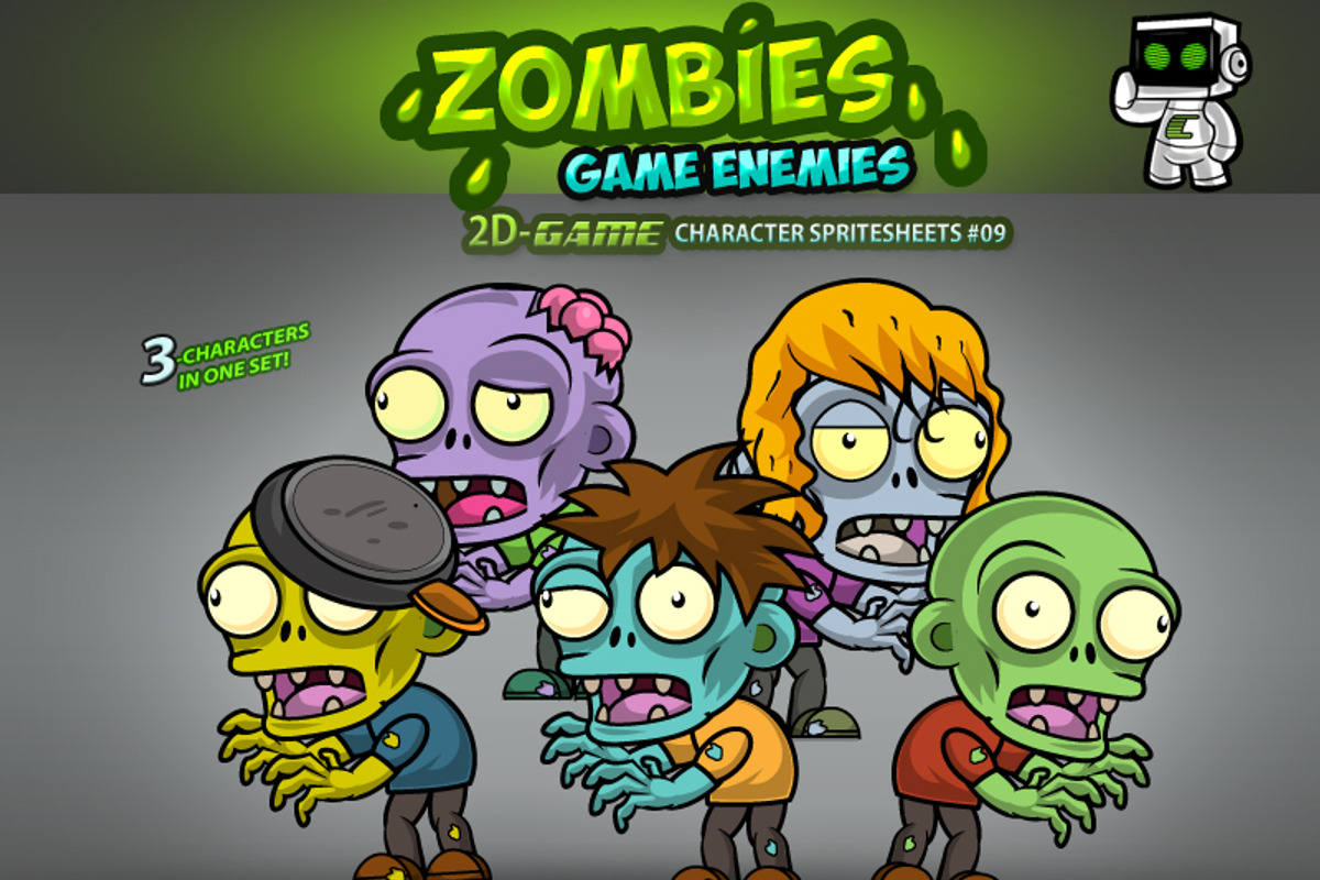Zombies 2D Game Character Sprites 09, an Illustration by CreativeGameArt