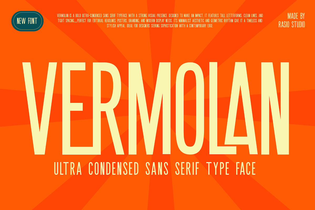 Vermolan Ultra Condensed Sans Font, a Sans Serif Font by Rasio Studio