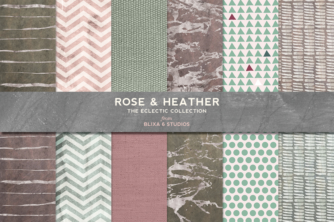 Rose & Heather Silvered Watercolors, a Pattern Graphic by Blixa 6 ...