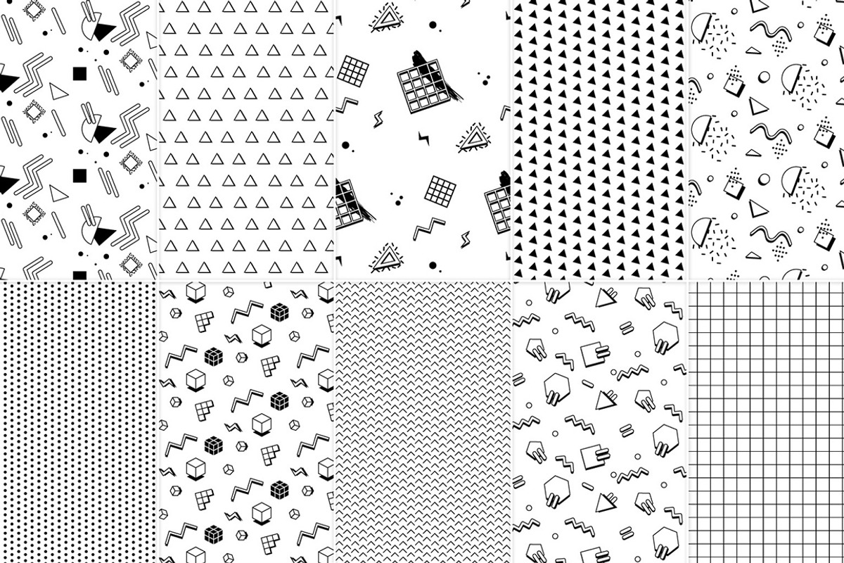 80s Retro Seamless Vector Patterns, a Pattern Graphic by Medialoot