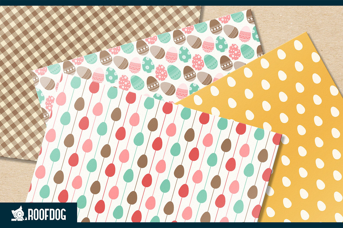 Retro Easter egg digital paper, a Pattern Graphic by Roofdog Design