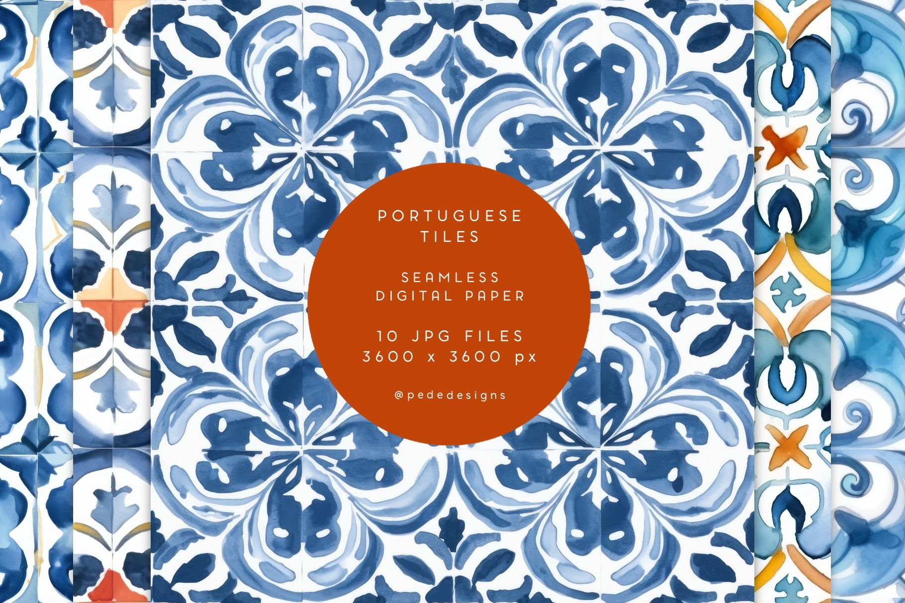 Blue Portuguese Tiles, a Pattern Graphic by PeDe Designs