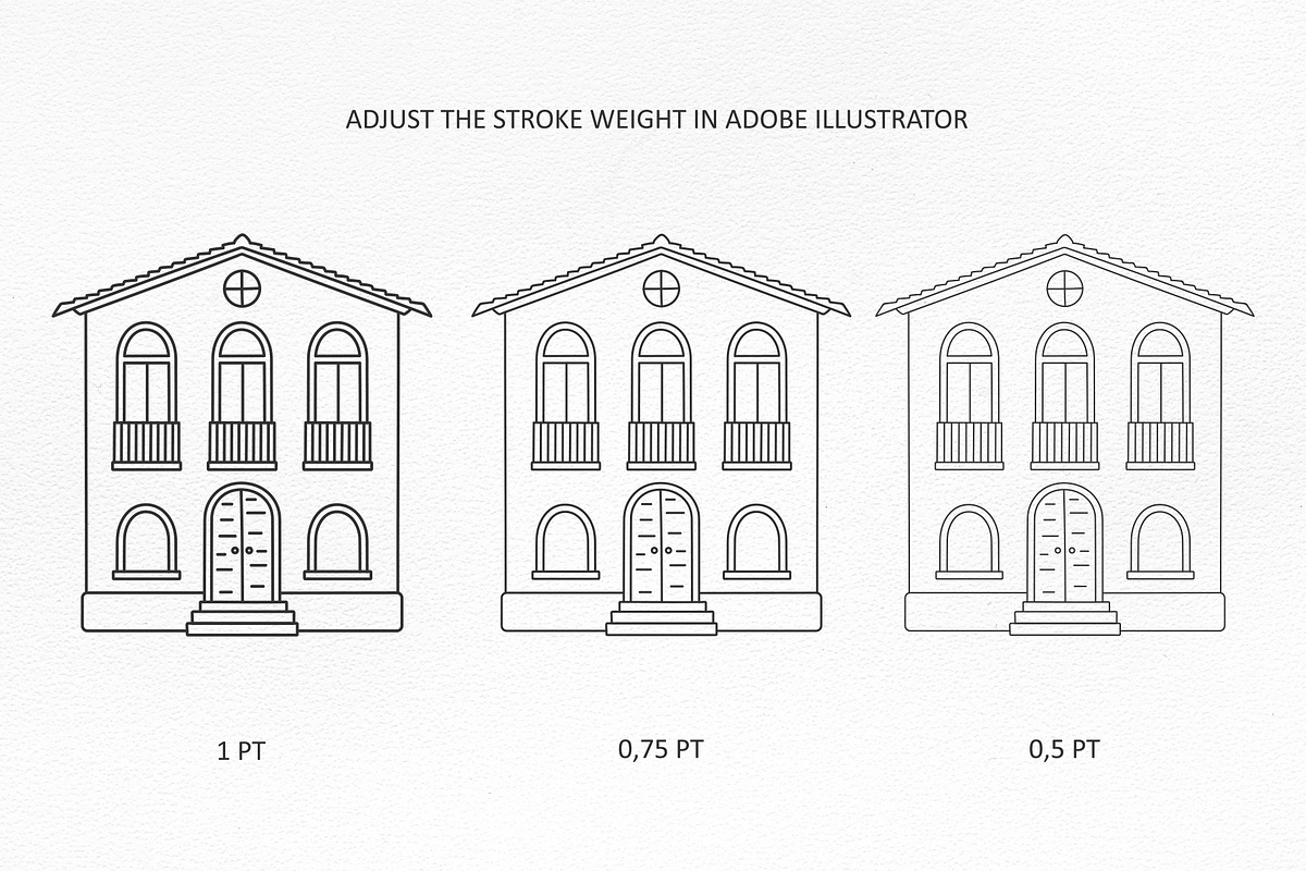 Houses line illustration set, an Object Illustration by NatalieArtShop