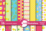 Pink Lemonade Digital Papers AMB-895, a Pattern Graphic by AMBillustrations