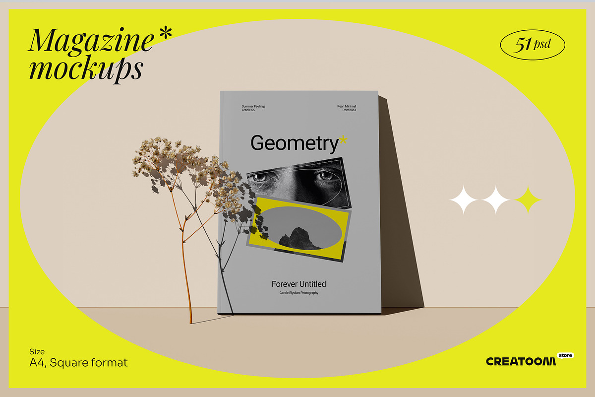 Geometry-magazine mockup kit, a Print Template by Creatoom