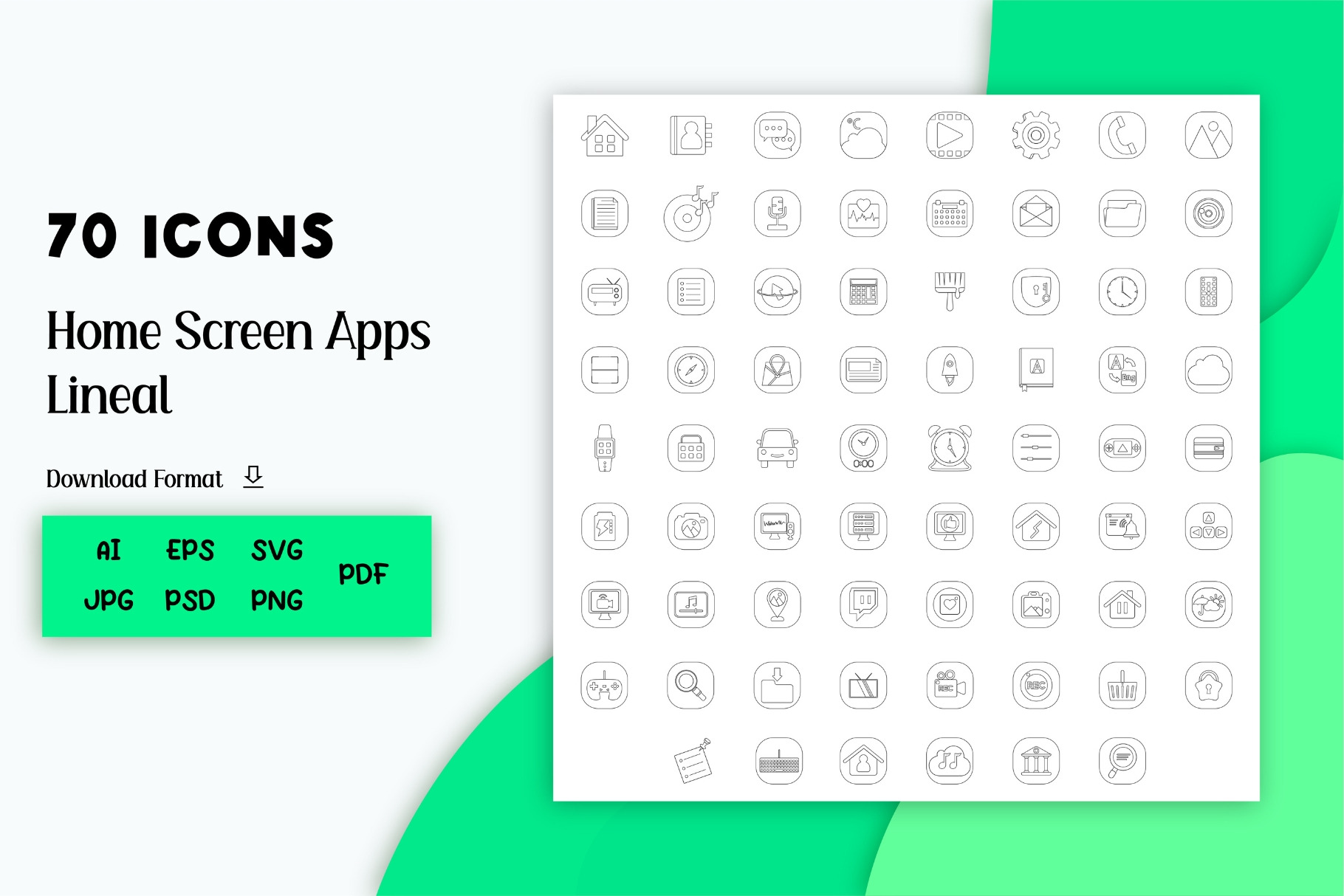 Icon Pack: Home Screen Apps Line 70, an Icon by soglamun | Creative Market