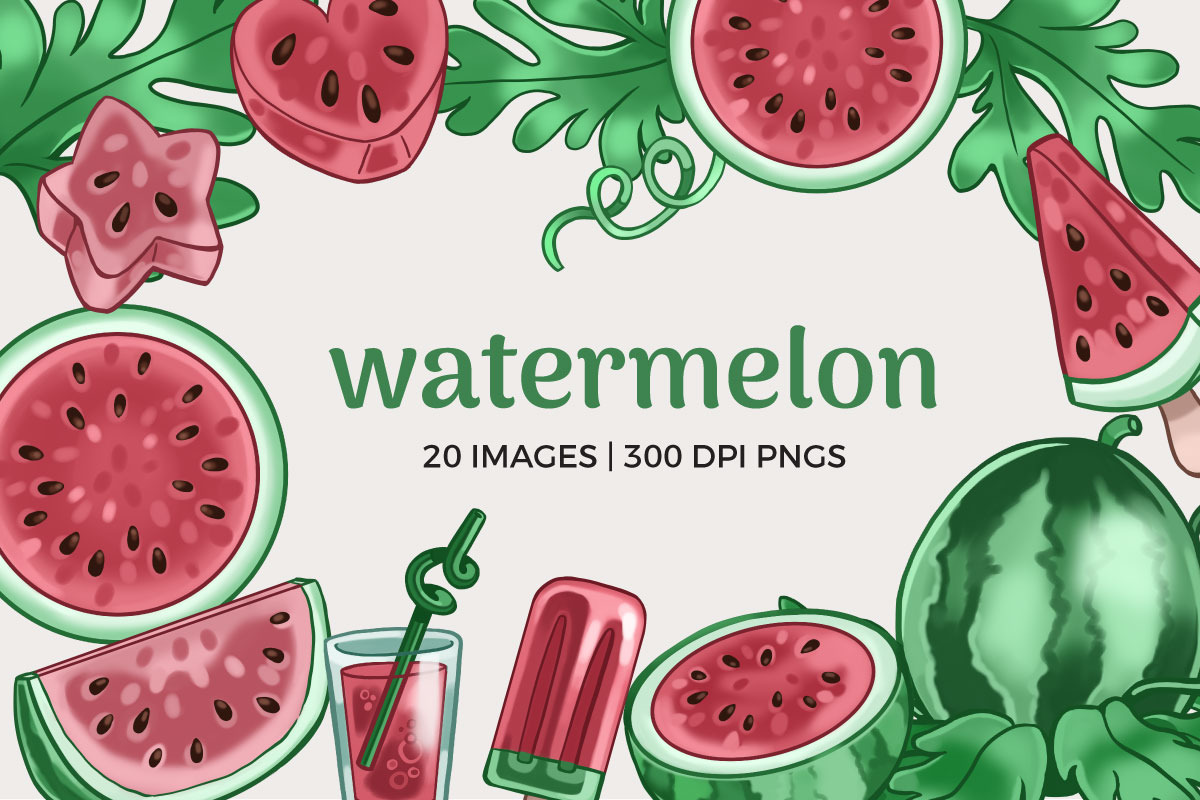 Watermelon Clipart illustrations, an Illustration by TheClipAtelier