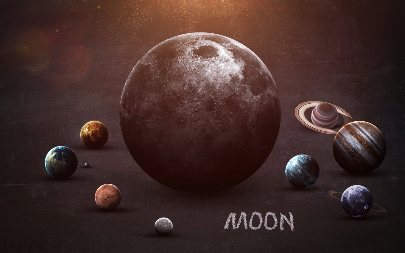 Moon high resolution images presents planets of the solar system on, a ...