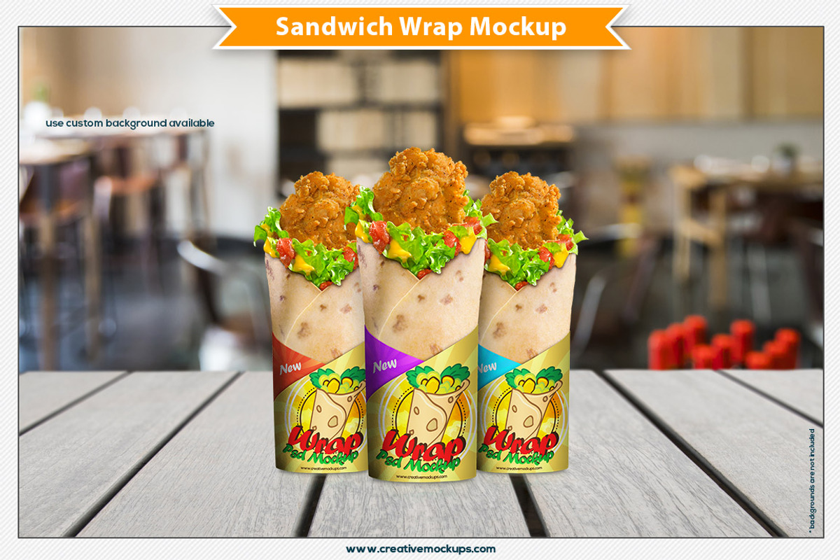 Wrap Sandwich Psd Mockup, a Mockup by Plus Media