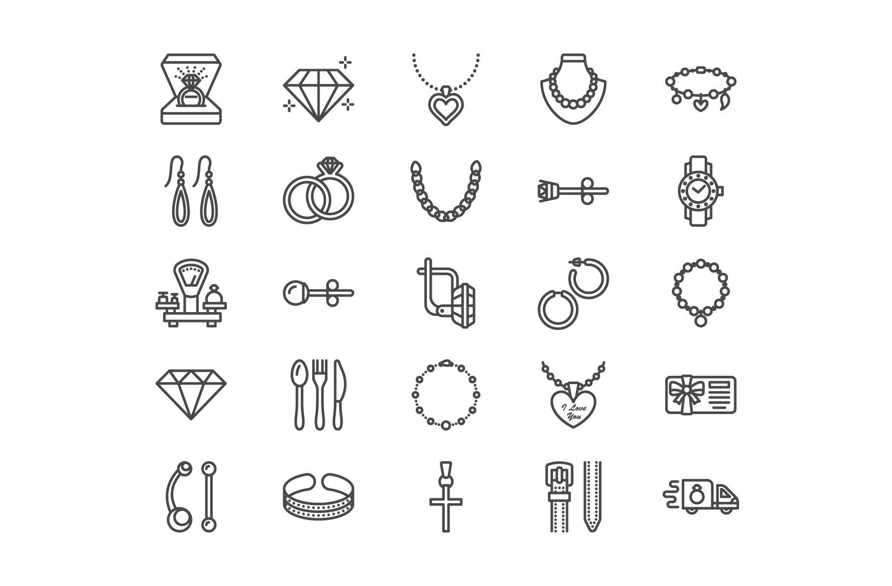Jewelry Line Icons, an Outline Icon by Nadiinko