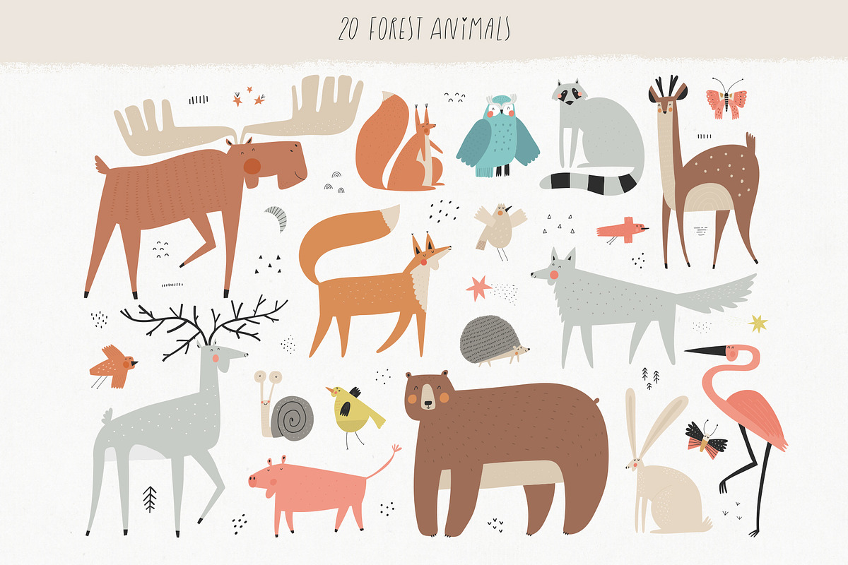Woodland | 100% hand drawn clipart, an Animal Illustration by Olia