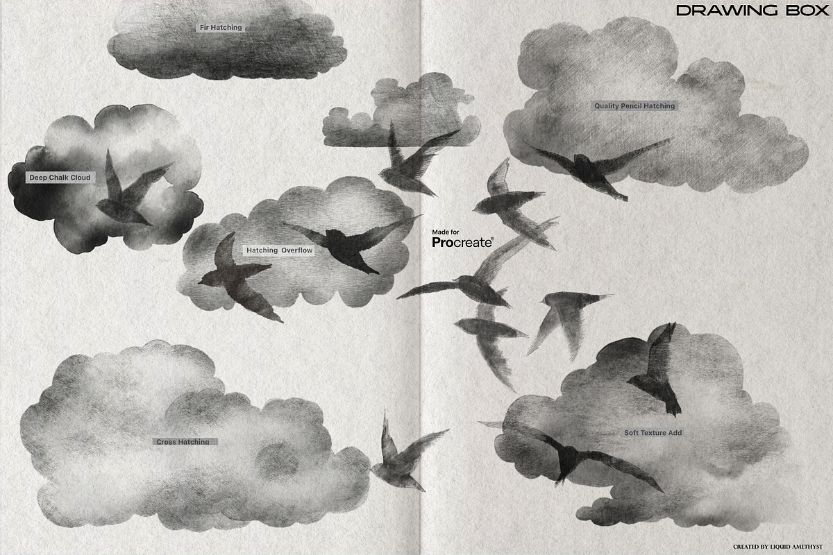 Drawing Box Pencils For Procreate, a Brush Add-On by Liquid Amethyst ...