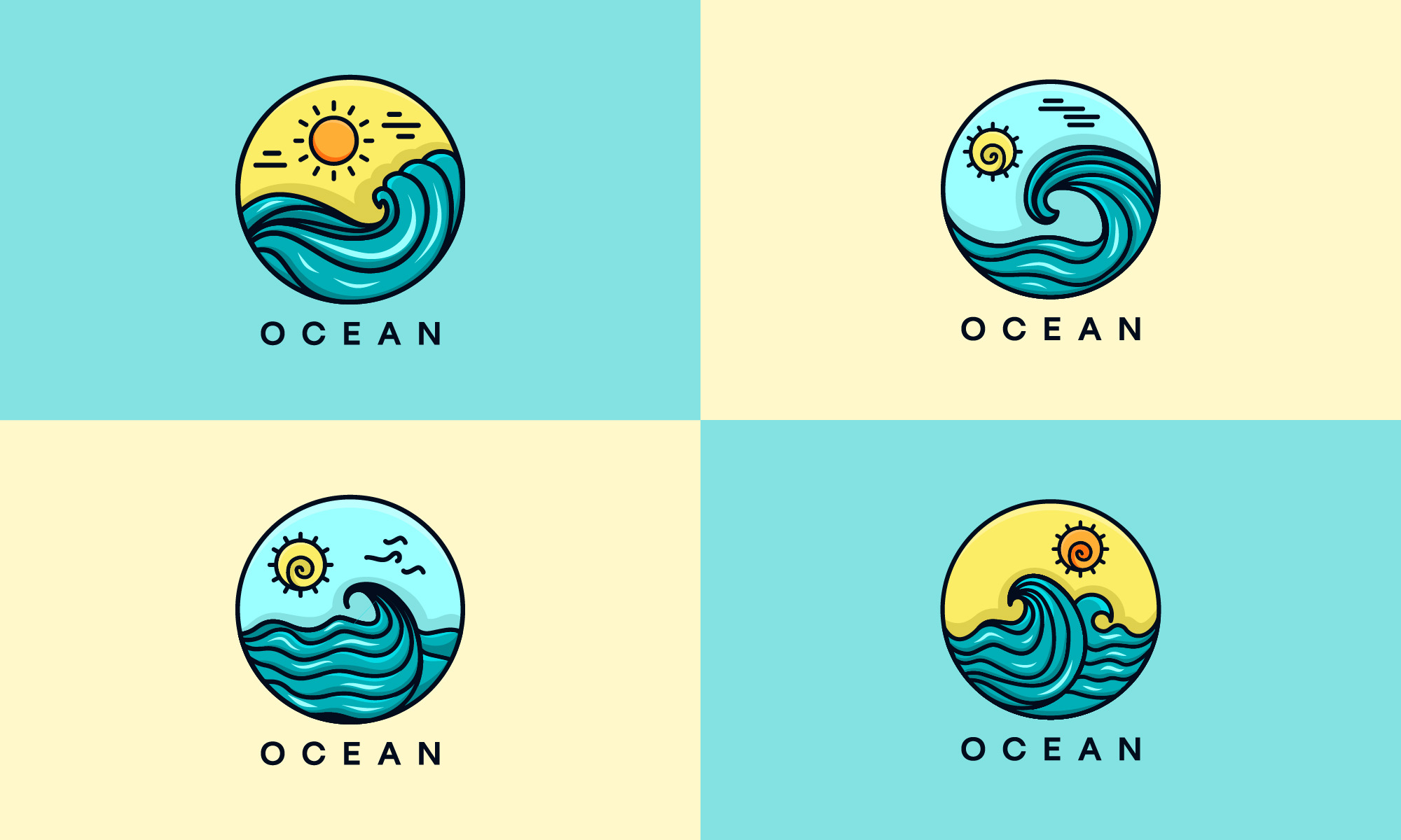 Set of Ocean logo badge vector, a Branding & Logo Template by Lucky ...