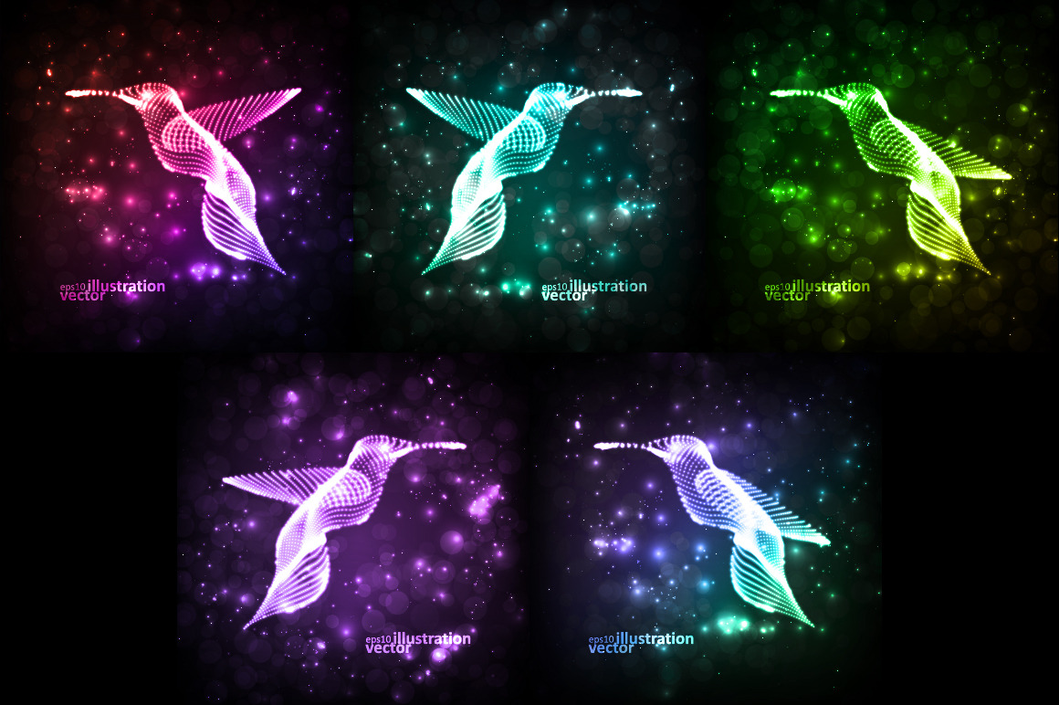 Neon hummingbird, an Animal Illustration by majcot