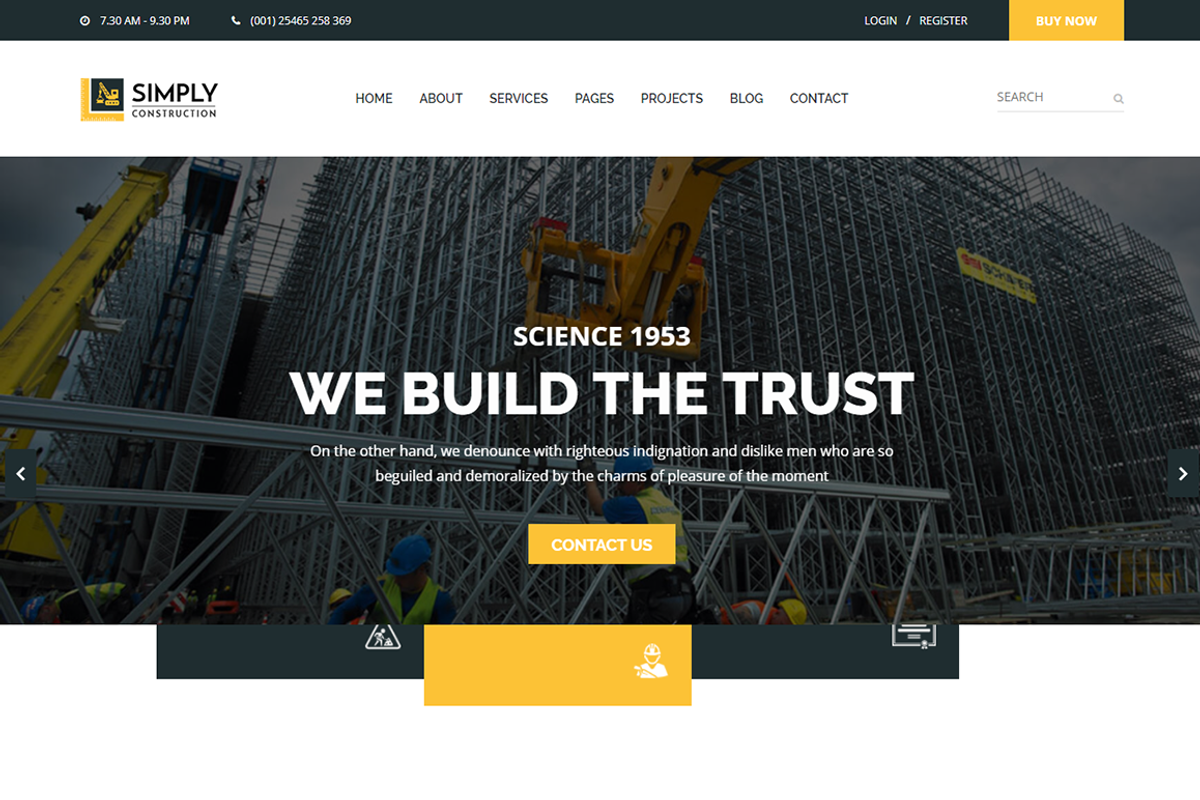 Construction HTML5 Template - Simply, a Bootstrap Template by HasThemes