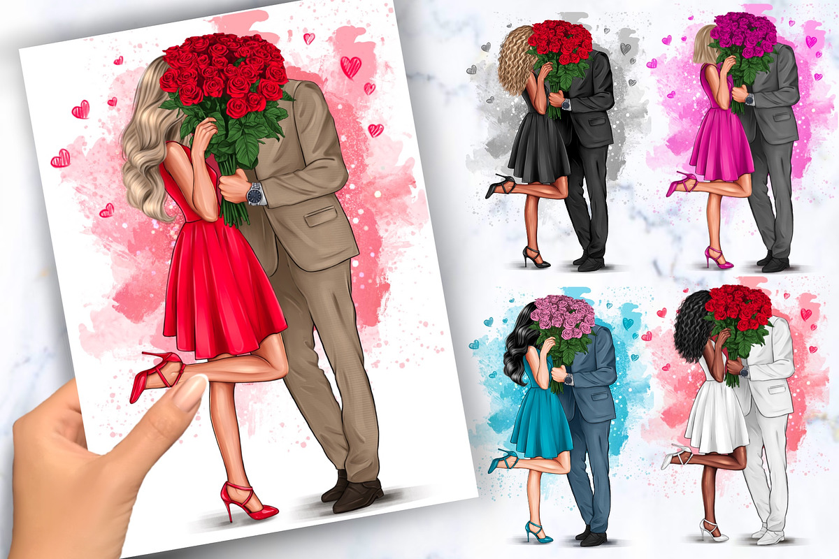 Couple clipart Valentine's day, a Person Illustration by Elenbushe