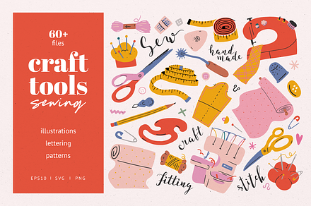 Sewing & Crafting Ilustrations Pack | Illustrations ~ Creative Market