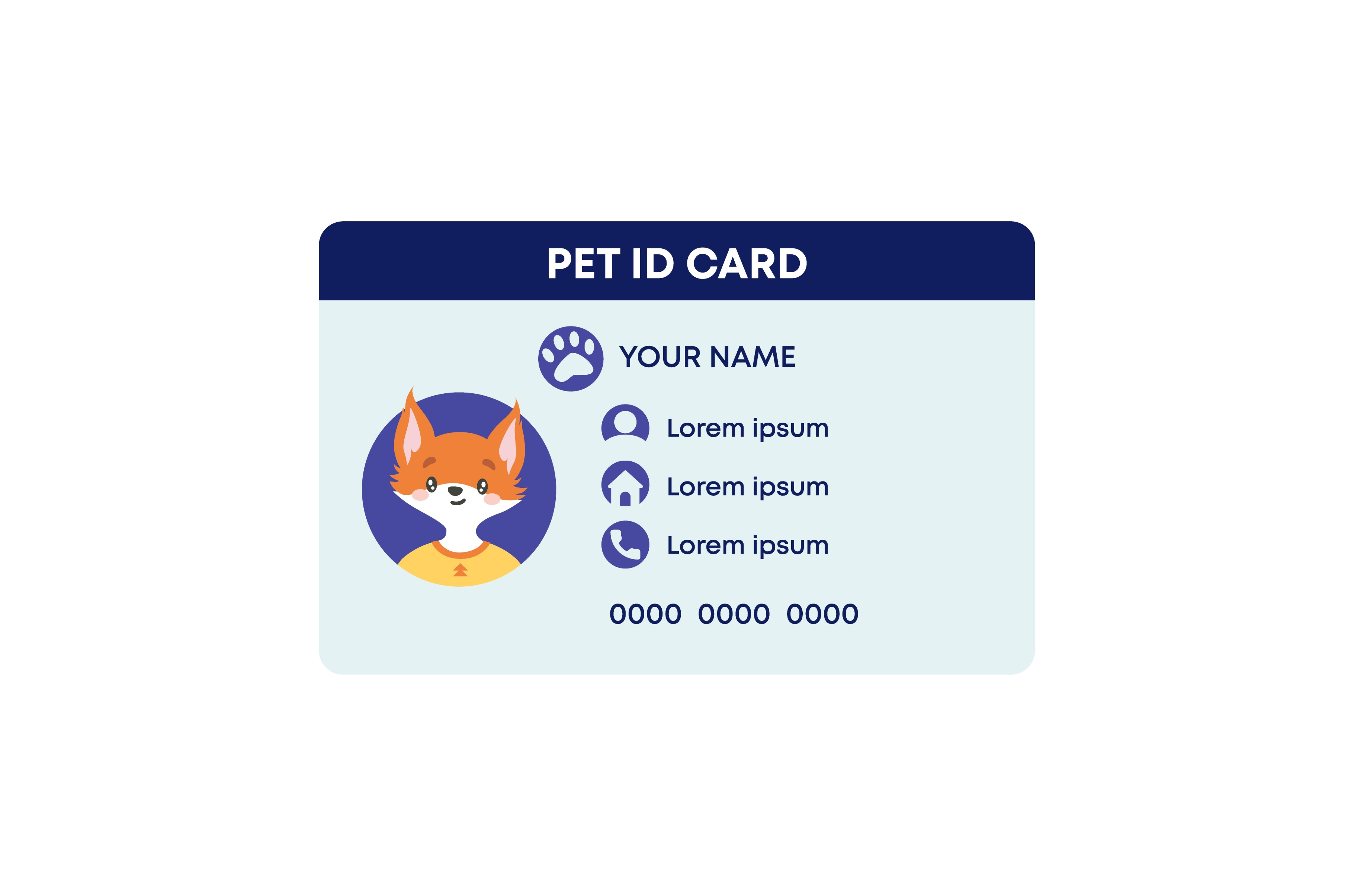 Pet ID card template. identification, an Animal Illustration by ...