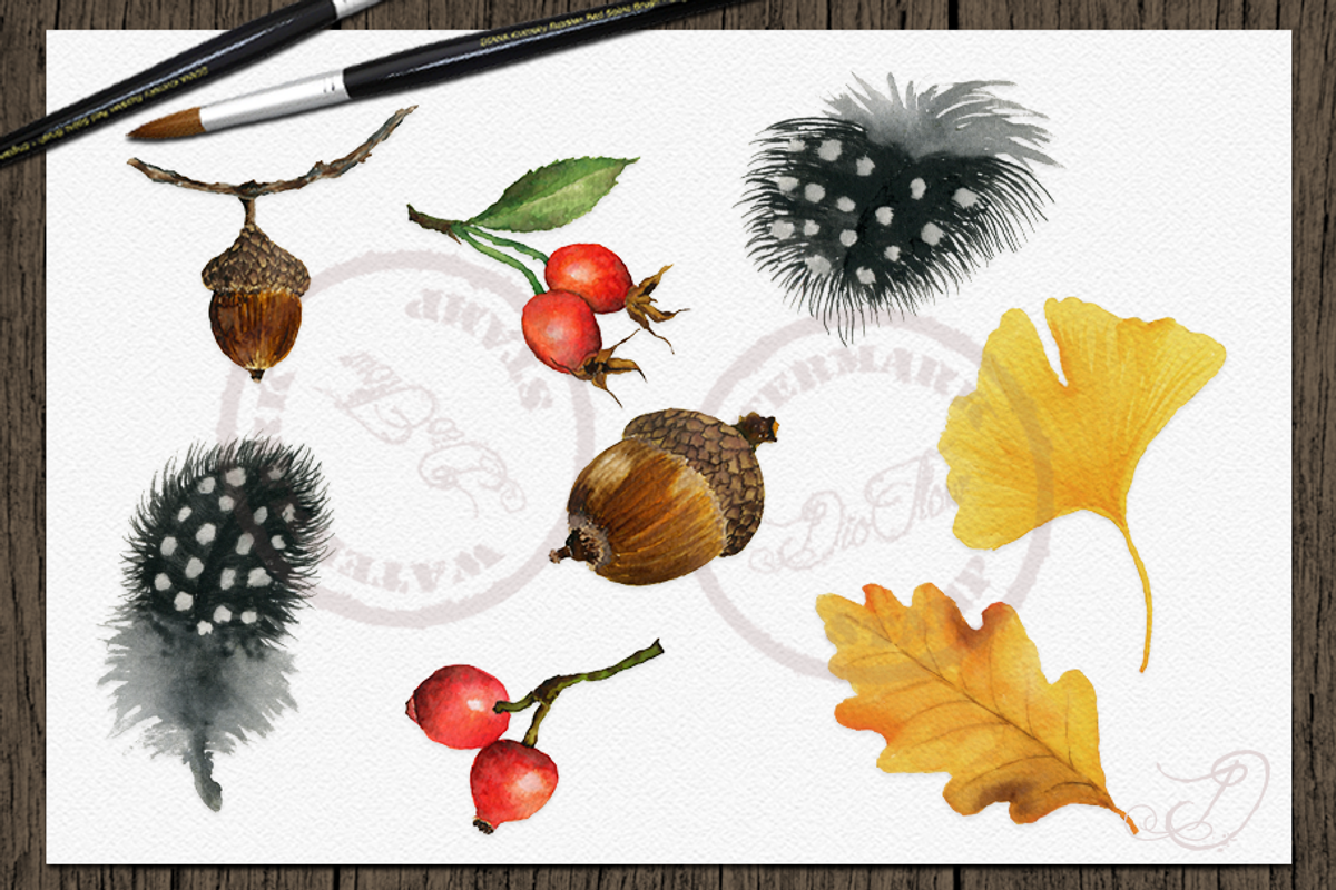Fall In Forest Watercolor Clip Art, a Decorative Illustration by DioFlow