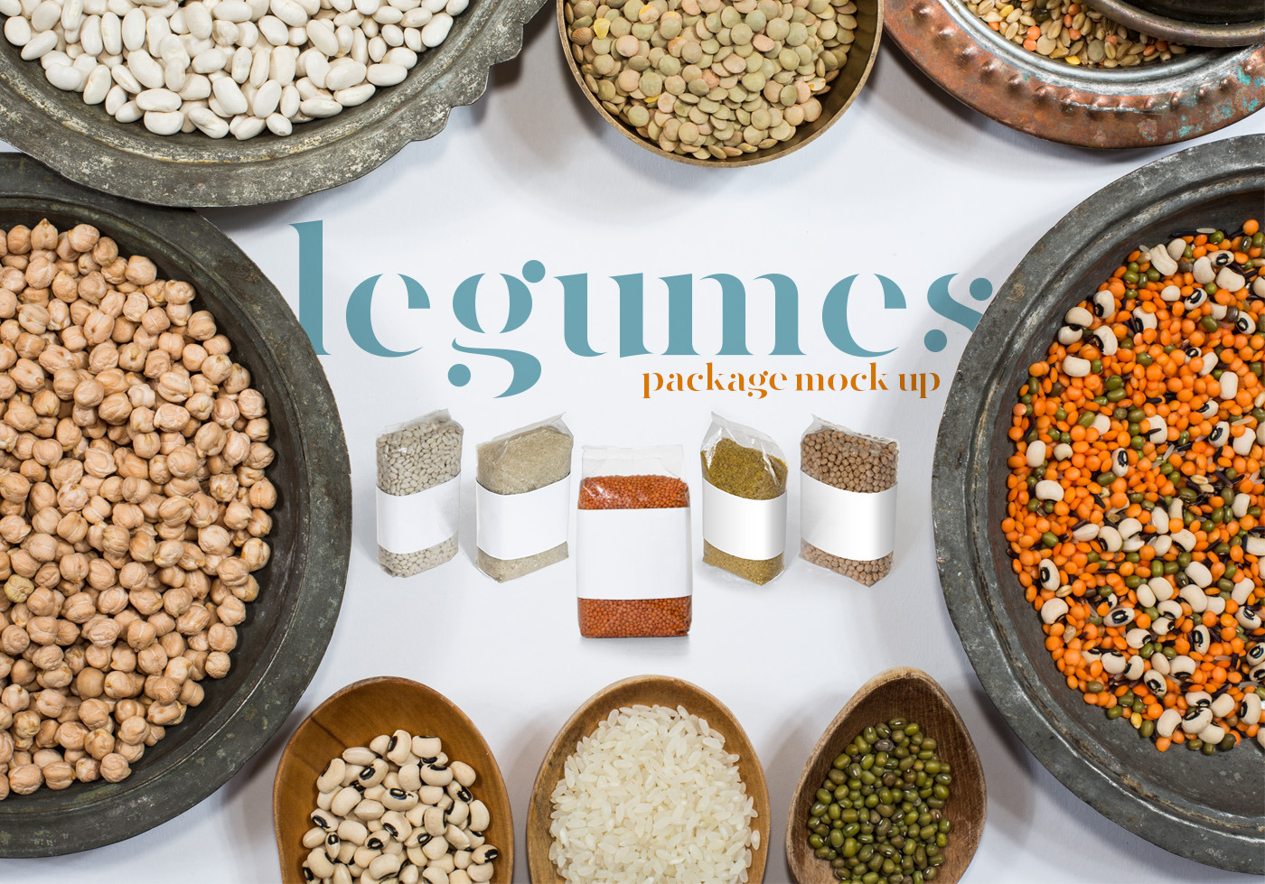Legumes Packages Mockup, a Packaging Mockup by eksiellibir