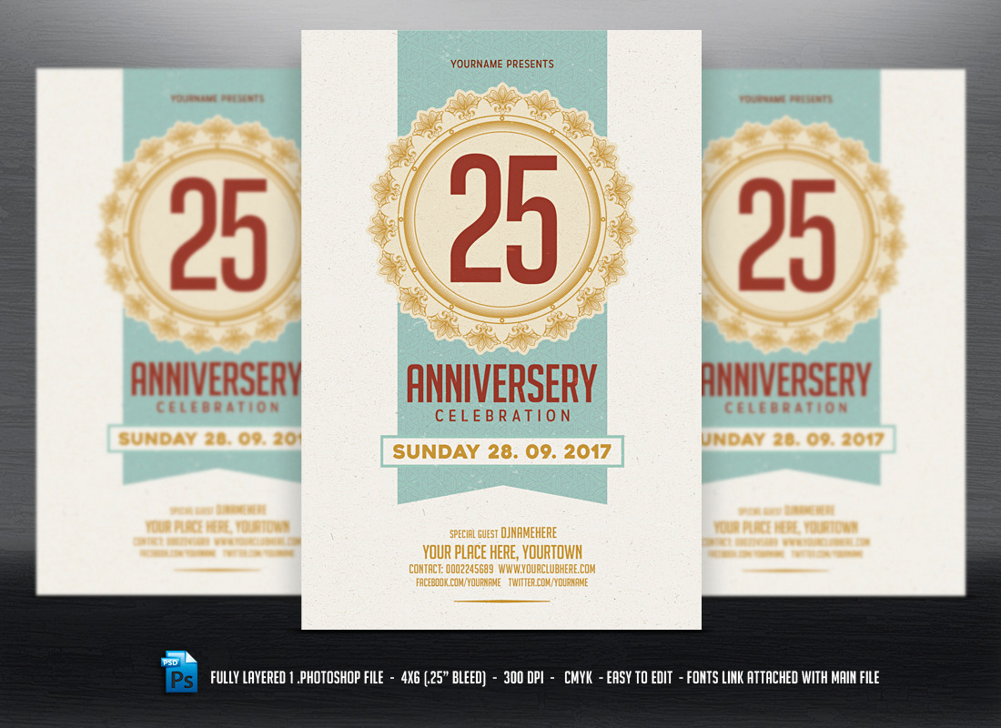 Anniversary Celebration Flyer, a Flyer Template by DesignWorkz