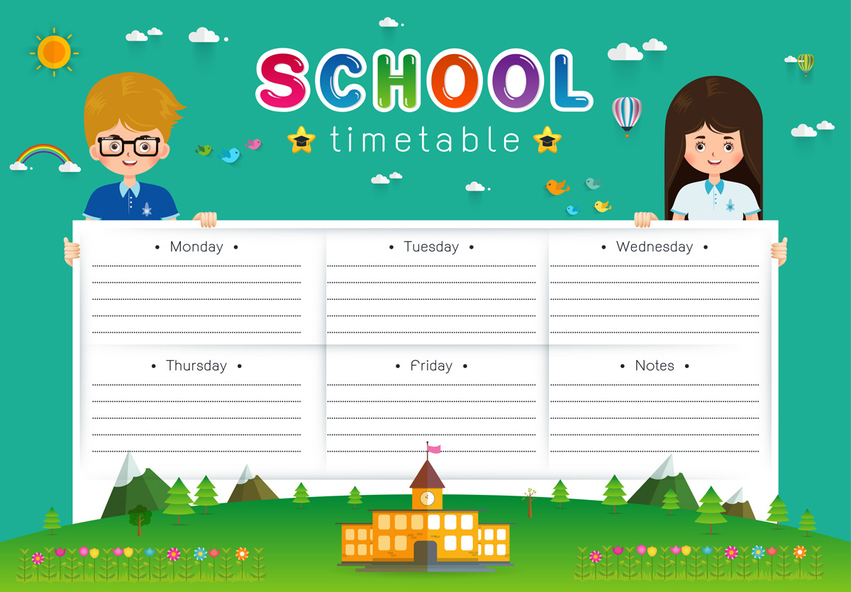 School Timetable vector illustration, a Card Template by essense