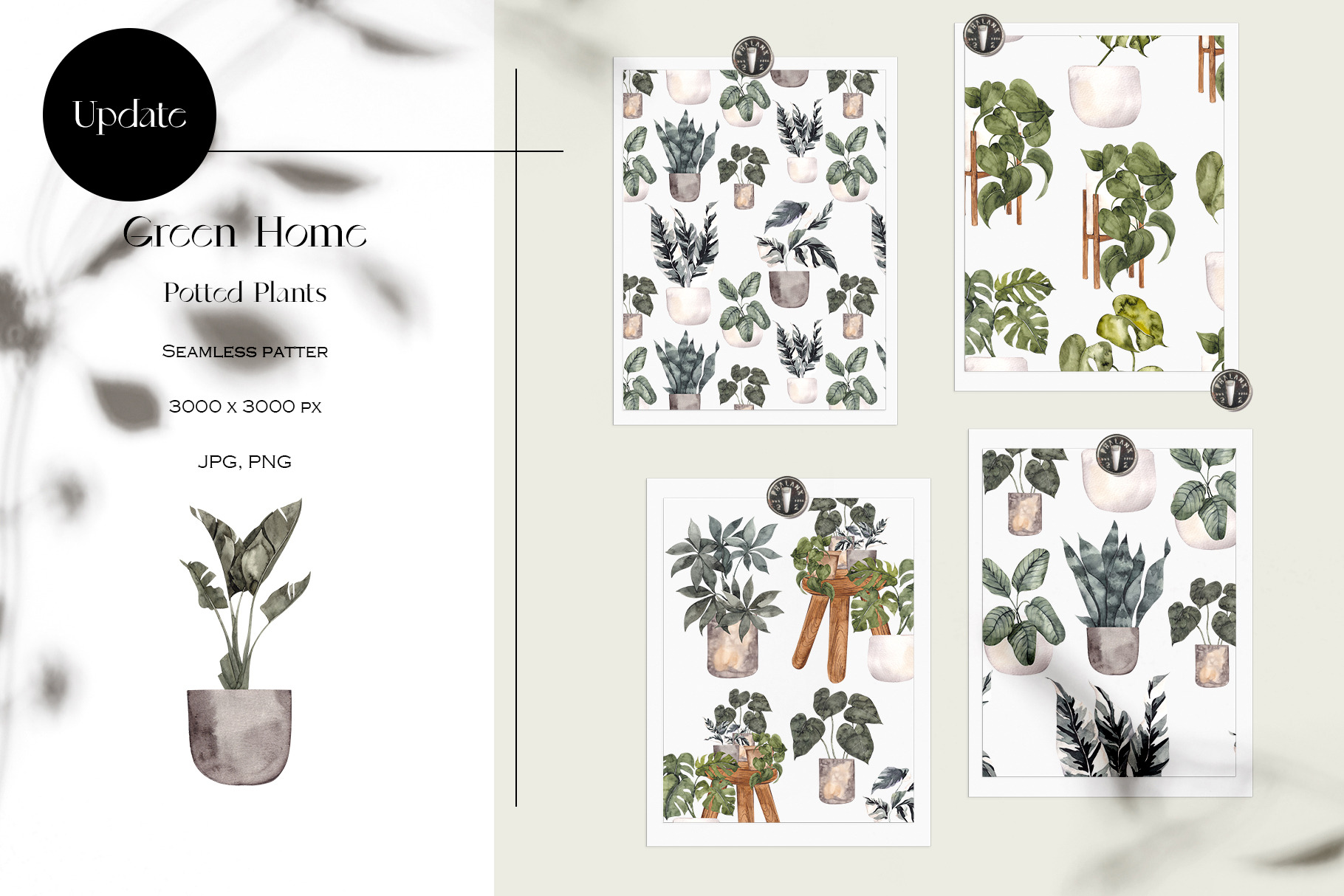 Potted Plant Pattern. Green home., a Pattern Graphic by ma_i_vi ...