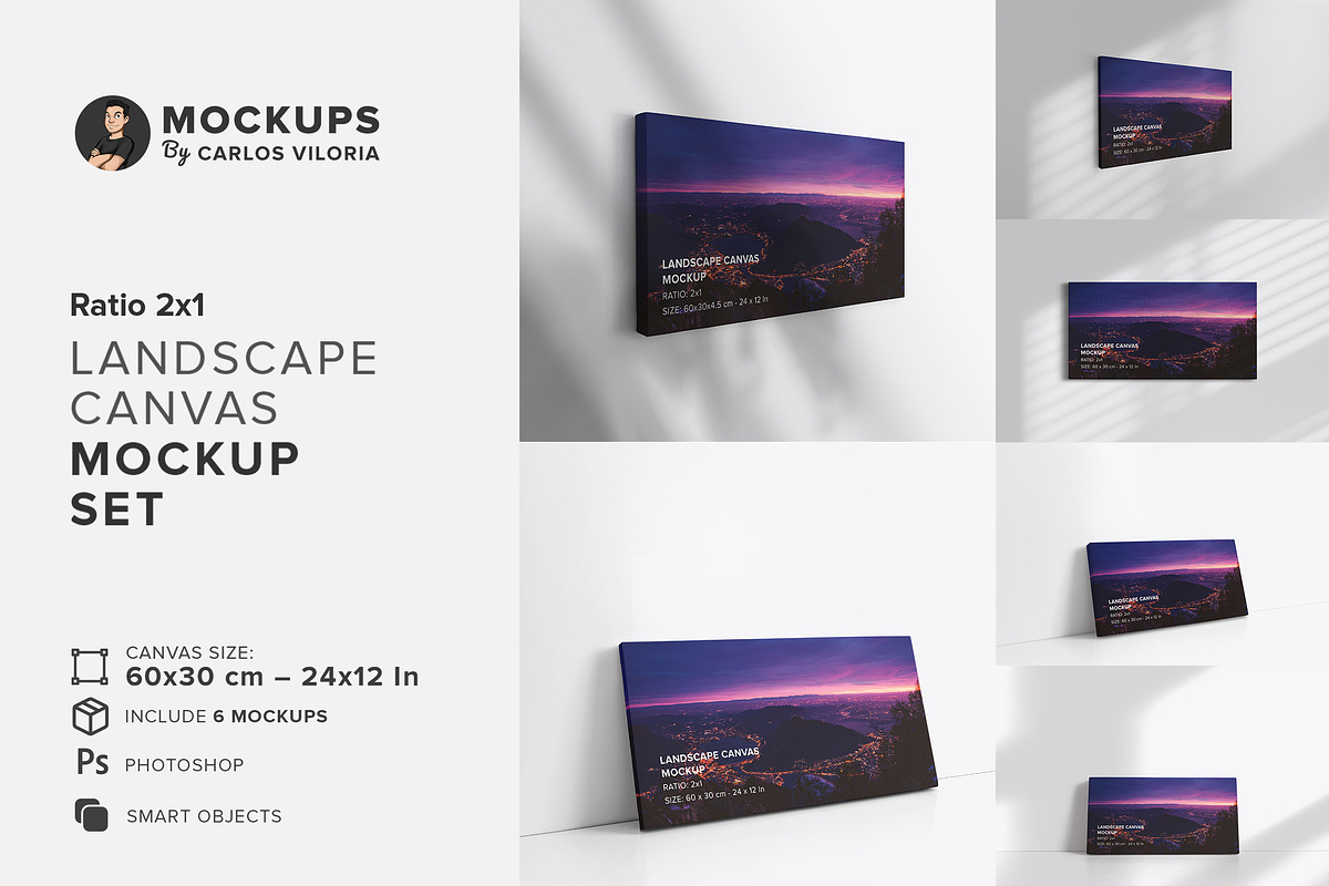 Landscape Canvas Ratio 2x1 Mockups, a Print Template by Mockups by ...