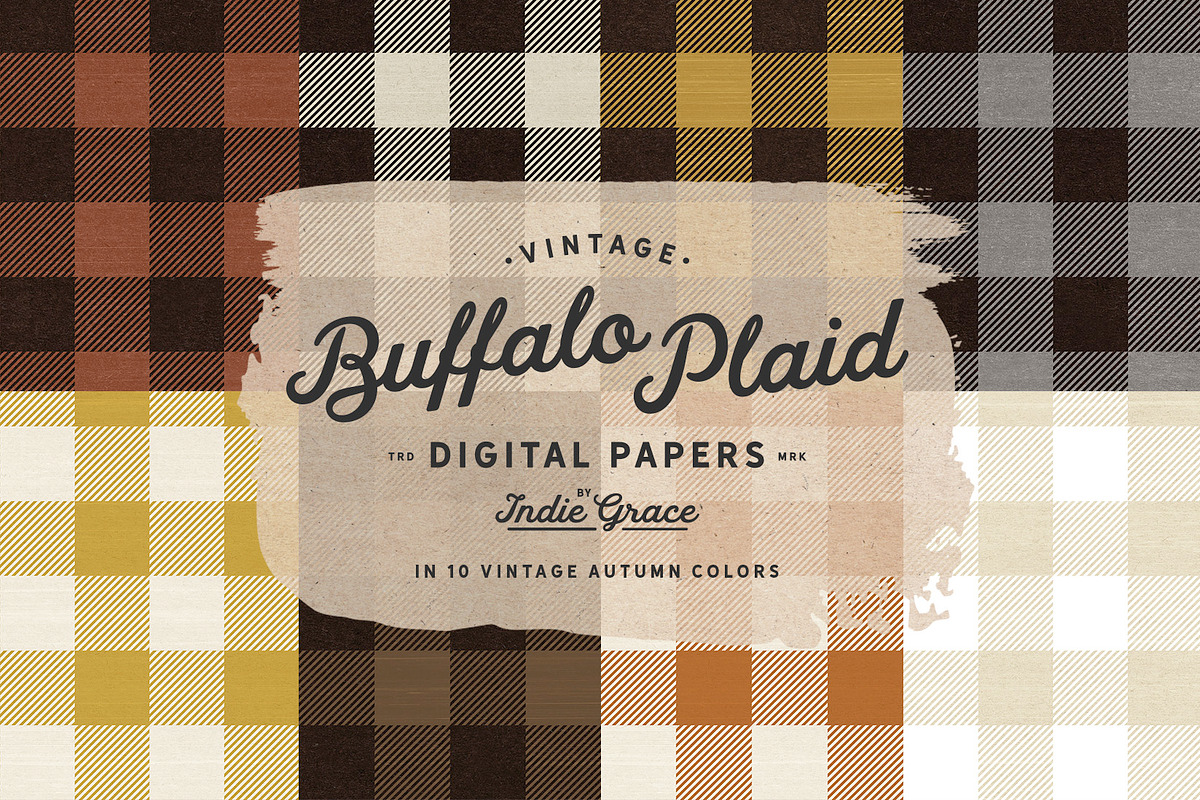 Autumn Buffalo Plaid Digital Papers, a Pattern Graphic by Indie Grace ...