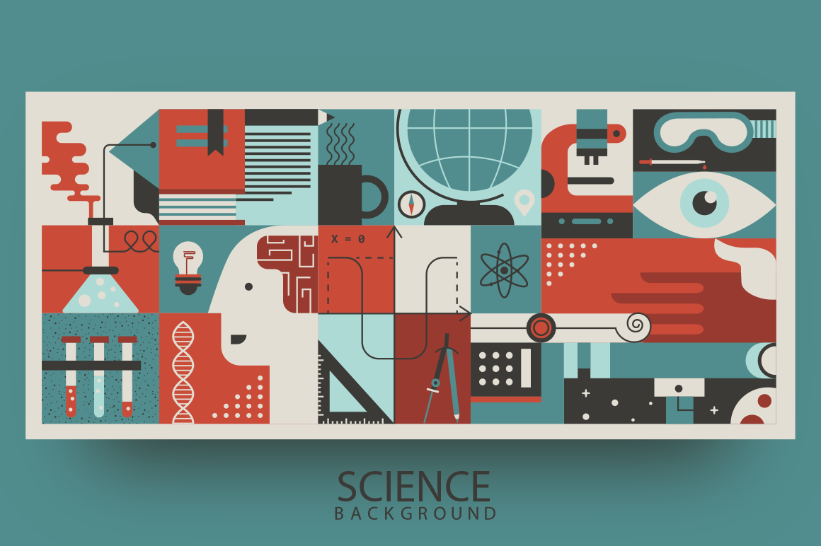 Science flat background, an Education Illustration by Kit8.net