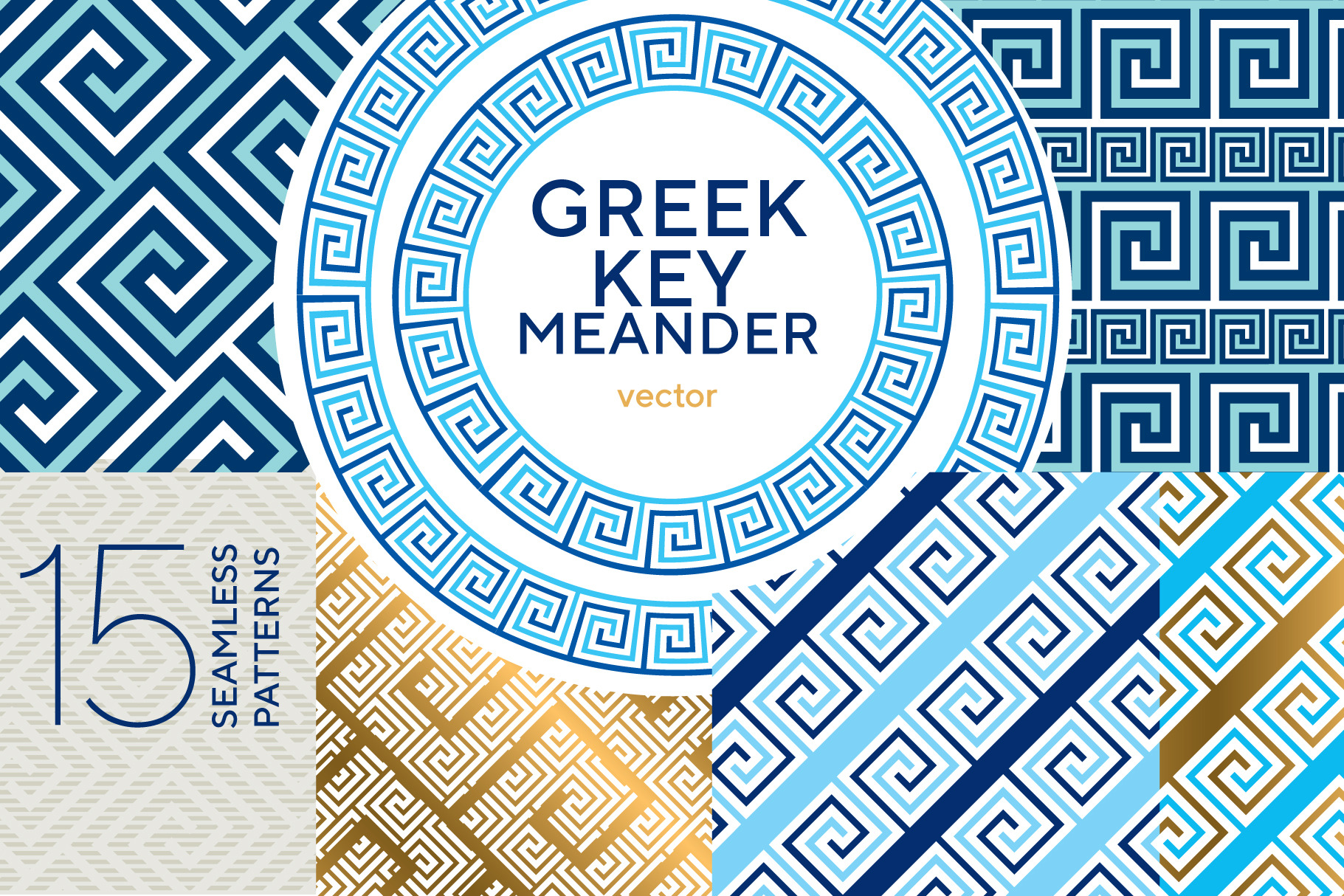 Greek Key Meander Patterns Set, a Pattern Graphic by Gala Patterns