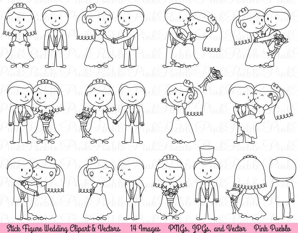 Wedding Stick Figure Clipart/Vector, a Person Illustration by PinkPueblo