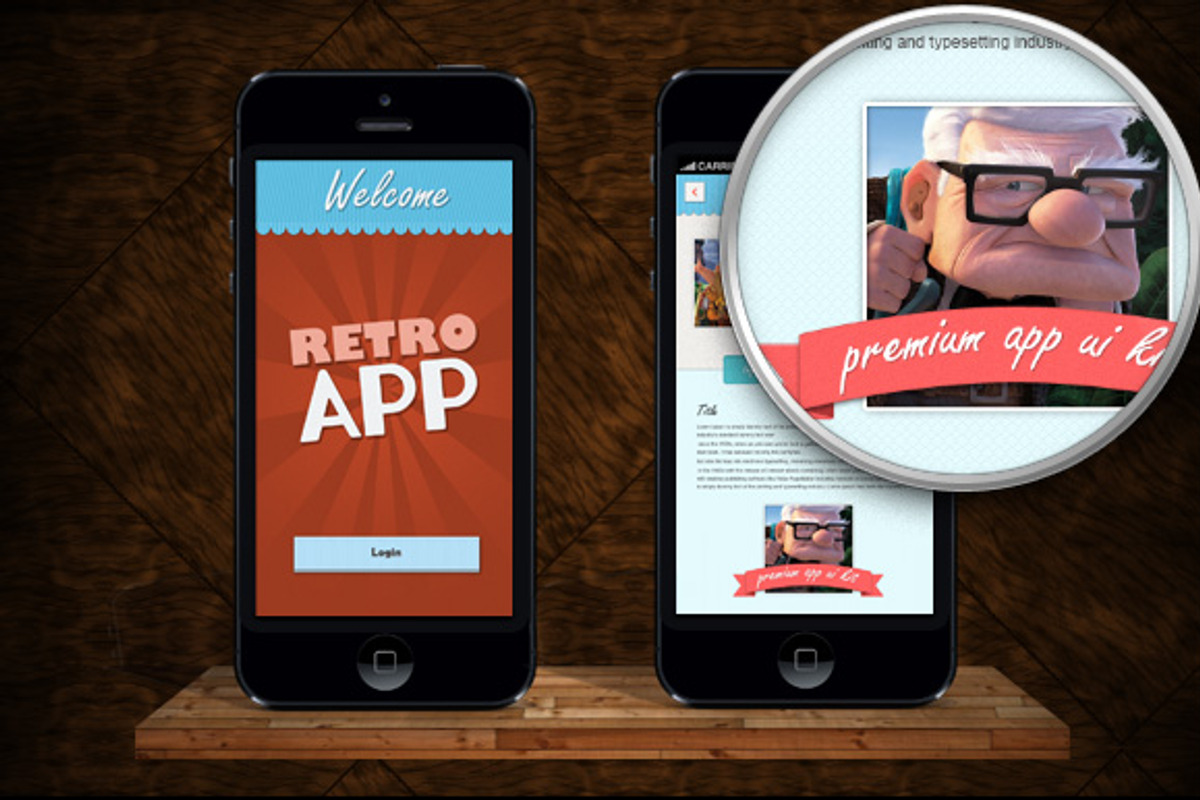 Retro App UI Kit, an UI Kit Template by Florin Constantin | Creative Market