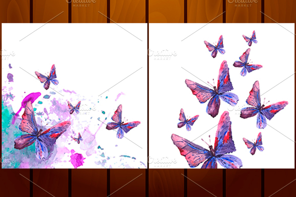 Beautiful watercolor butterfly, a Card Template by Depiano