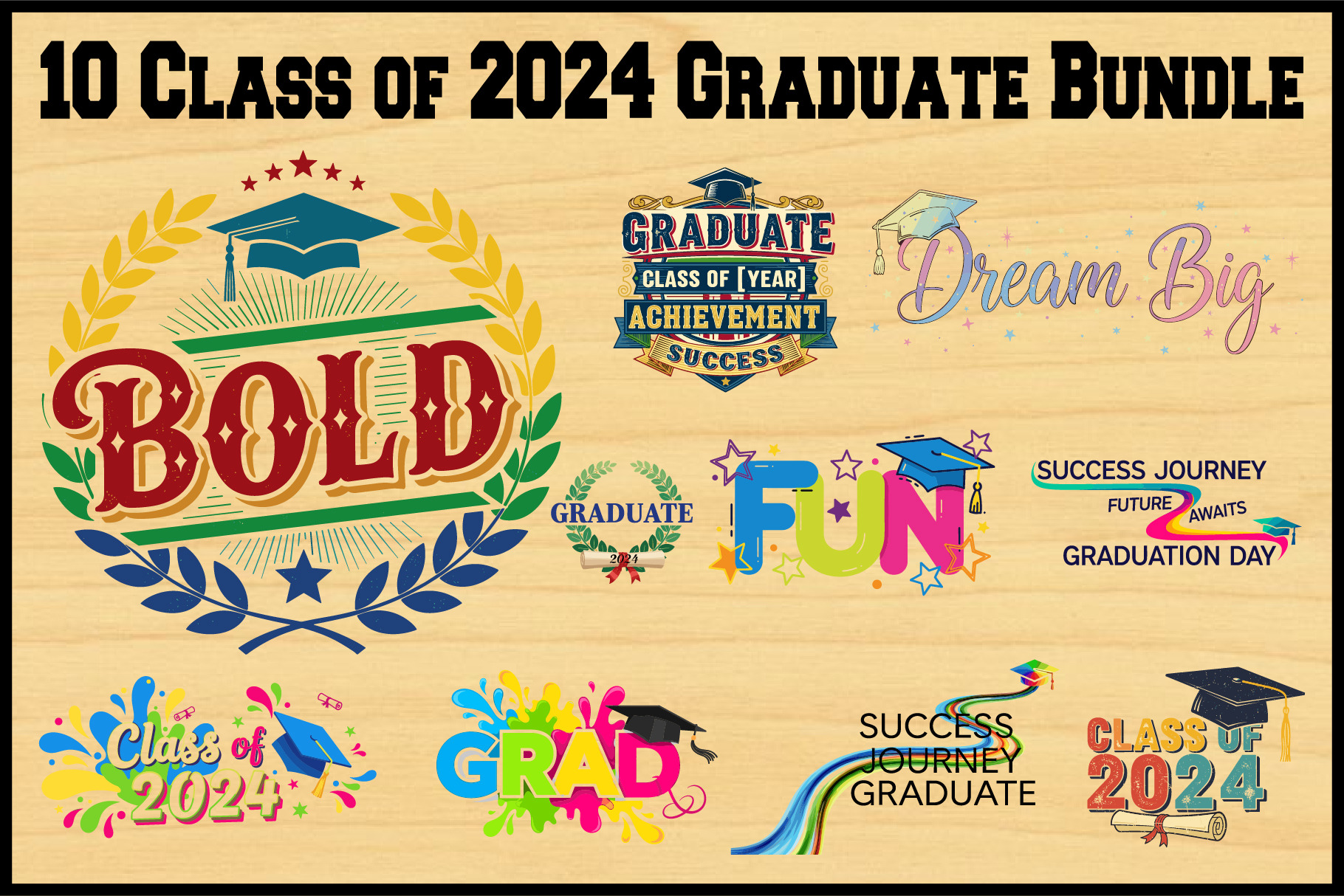 10 Class of 2024 Graduation Bundle, an Education Illustration by Artivon