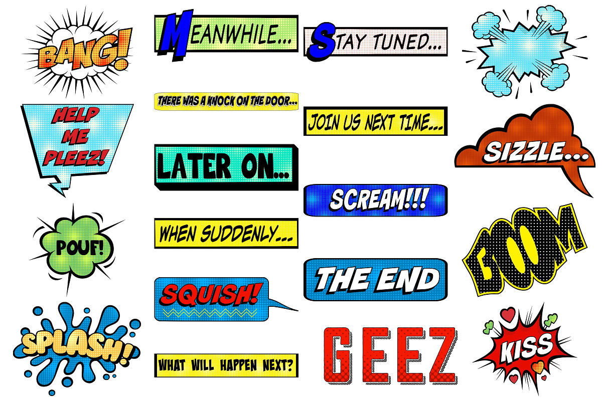 Superhero Comic Speech Bubbles, an Illustration by FrankiesDaughtersDesign