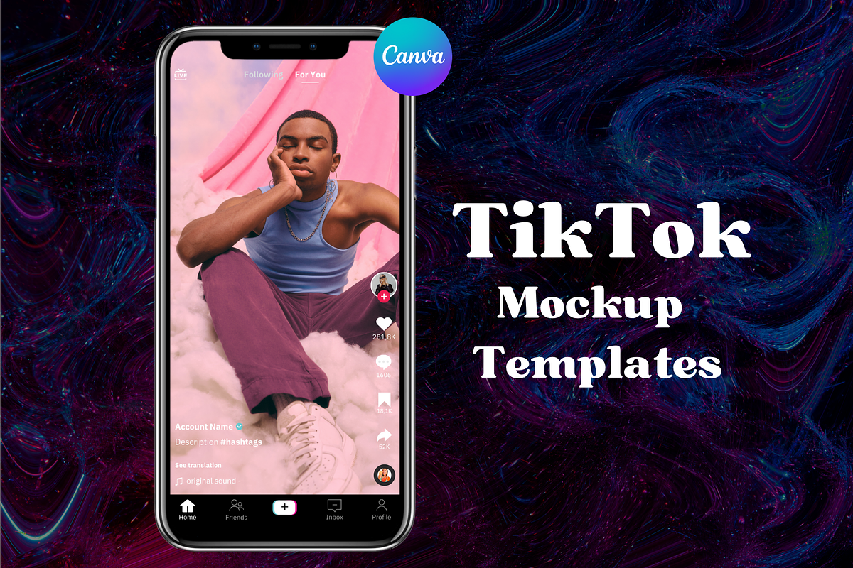 TikTok Mock up Canva Template, a Social Media Template by GraphiCarola