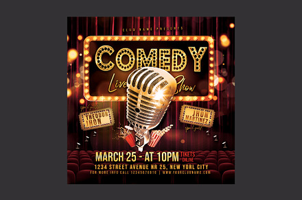 Comedy Show Flyer Template | Flyer Templates ~ Creative Market