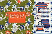 Soccer patterns with rabbits for kids