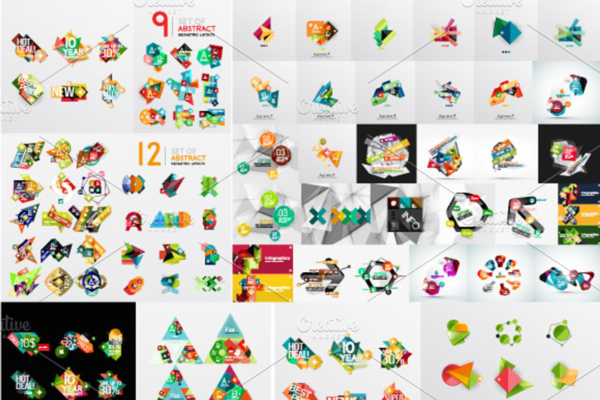 Universal abstract flat designs set, a Graphic by antishock