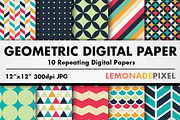 Geometric Patterns Digital Paper, a Pattern Graphic by Lemonade Pixel