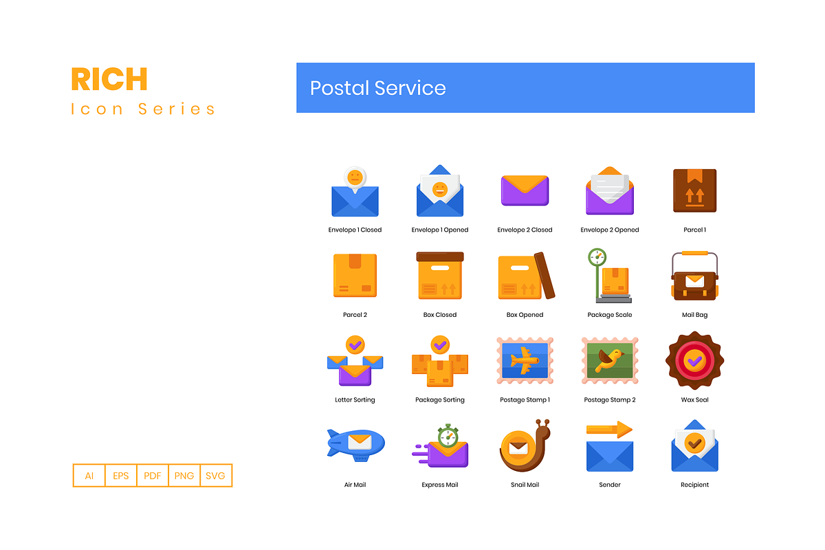 75 Postal Service Icons | Rich, an Icon by Flat Icons | Creative Market