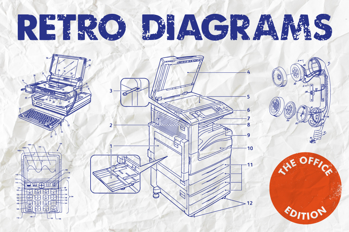Retro Diagrams - The Office Edition, a Technology Illustration by Offset