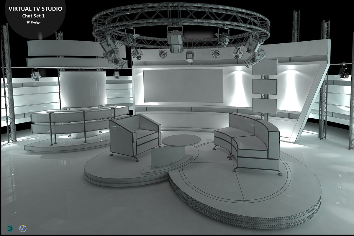 Virtual TV Studio Chat Set 1
