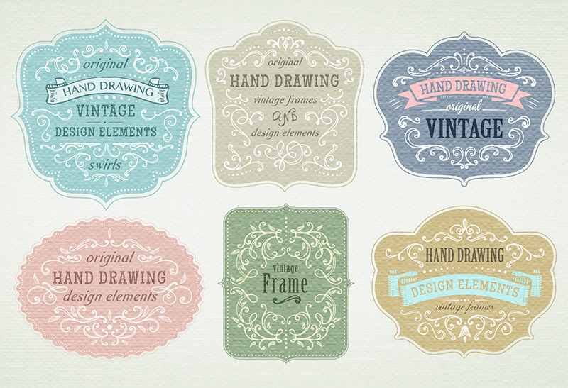 *13* Set of Vintage labels, an Illustration by BON DESIGN boutique